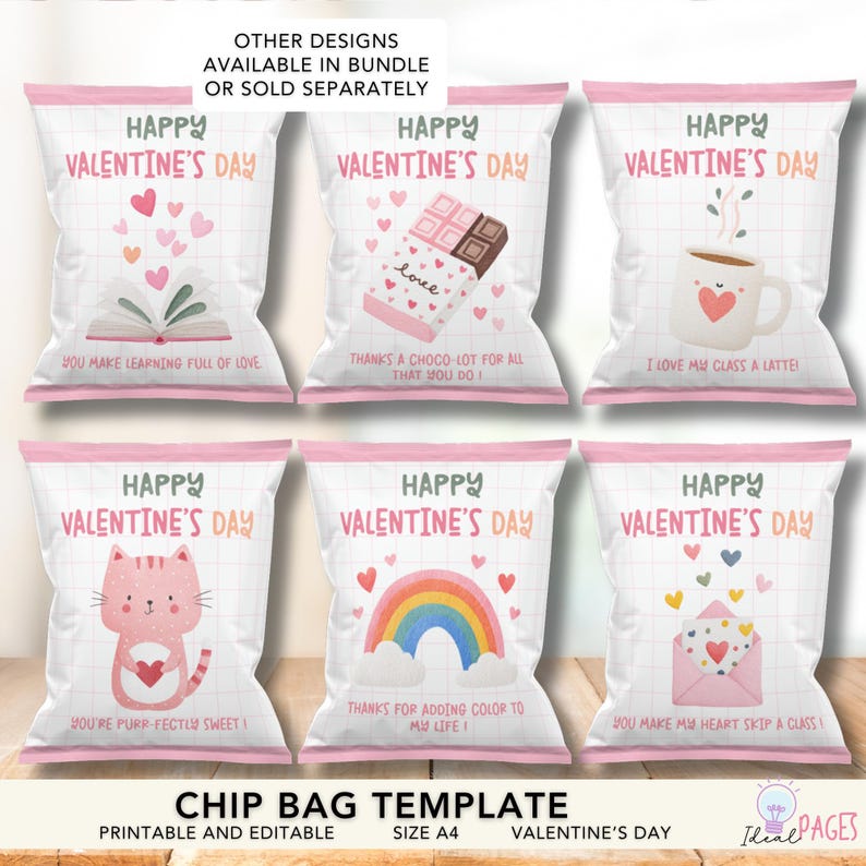 Valentines Day Chip Bag Label, Galentine's Treat Bag, Printable Party ...