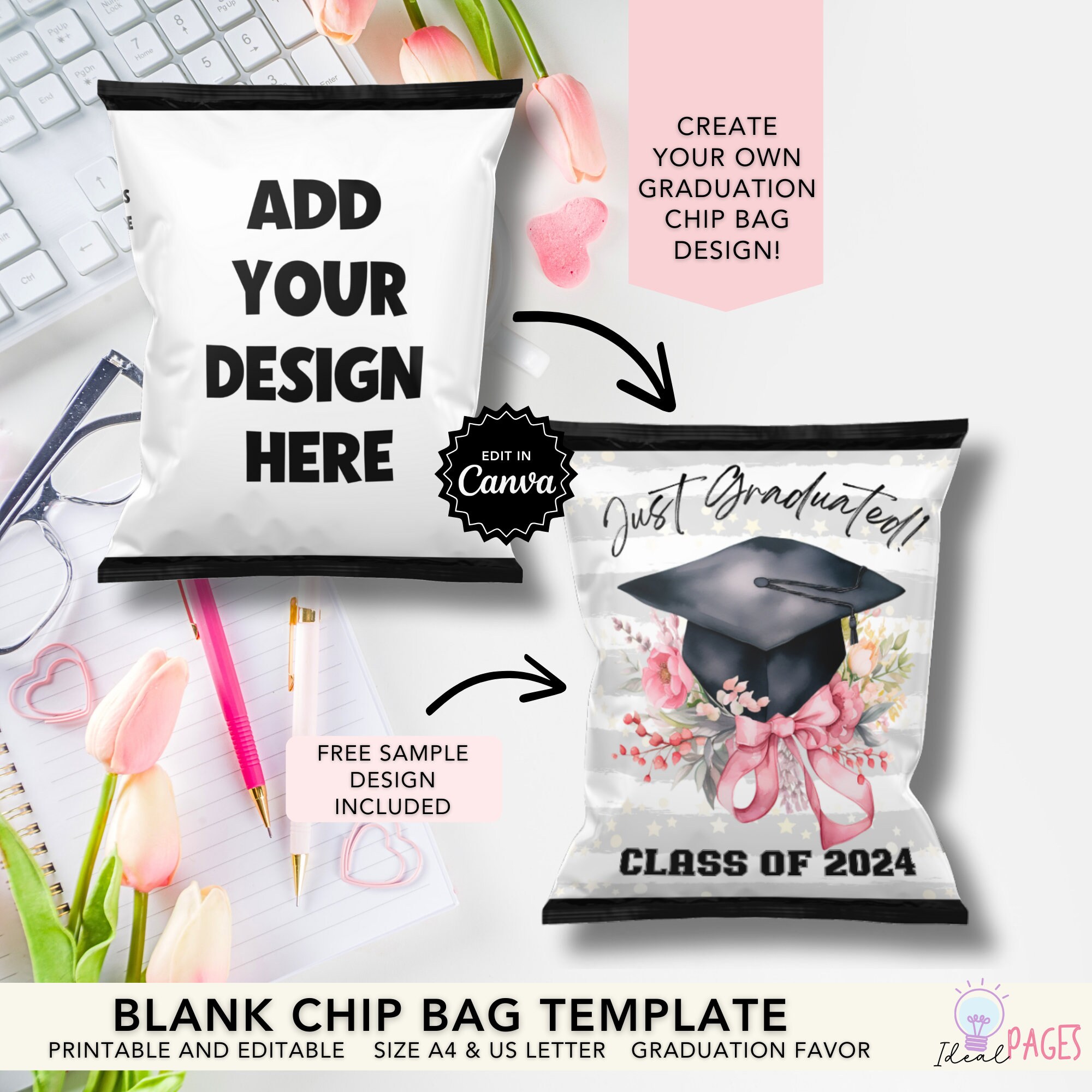 Custom Graduation Chip Bag Template, Class of 2024, Blank Party Favor ...