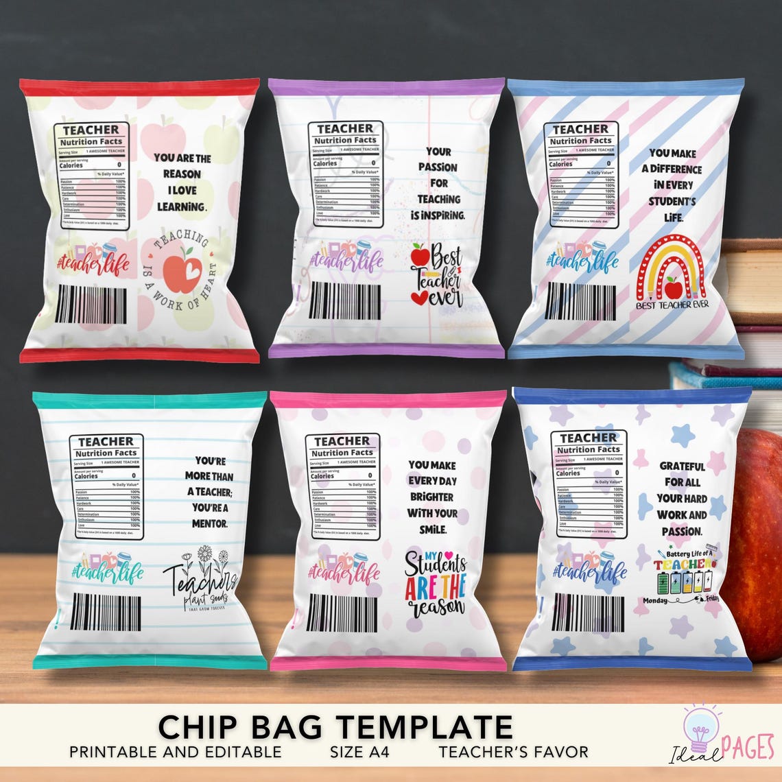 6 Teacher Appreciation Chip Bag, Teacher Appreciation Gift, Thank You ...