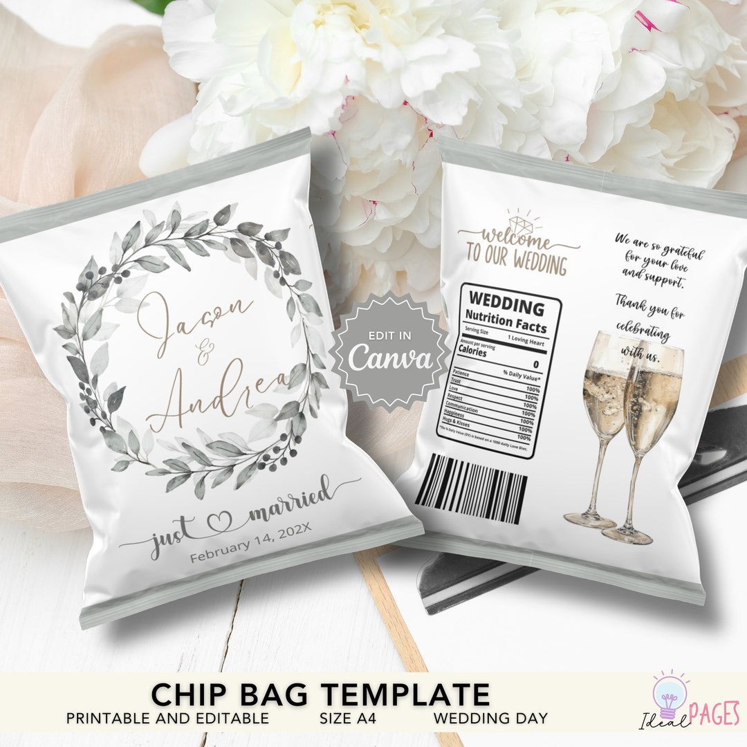 Wedding Chip Bag Template, Marriage Chip Bag, Welcome Favor Bag ...