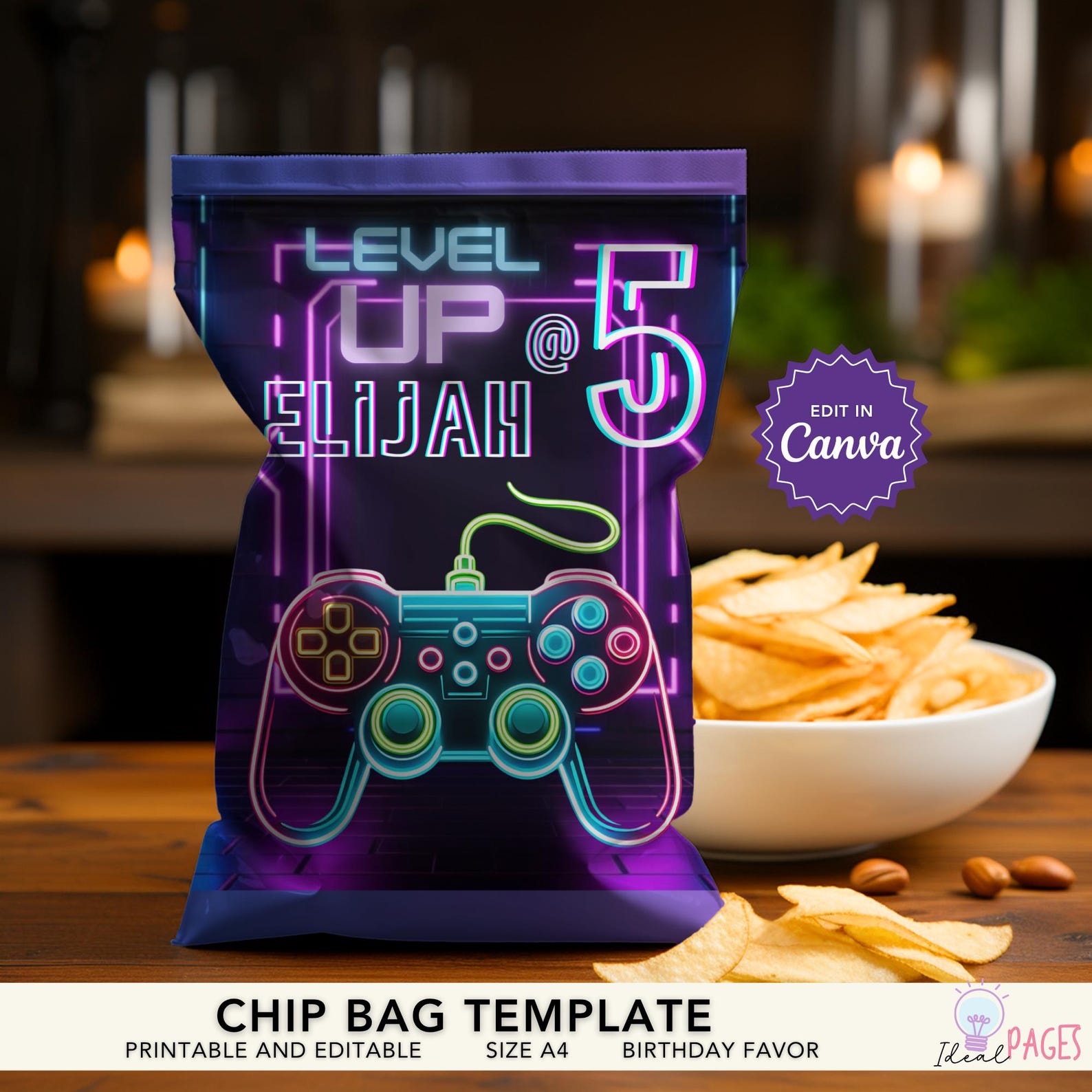 Gamer Party Favors, Video Game Kids Birthday Party Favors, Chip Bag ...