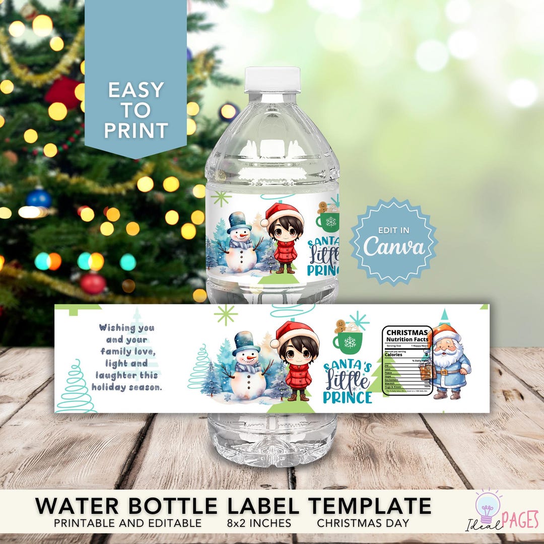 Christmas Water Bottle Labels, Christmas Party Favors, Christmas Party ...