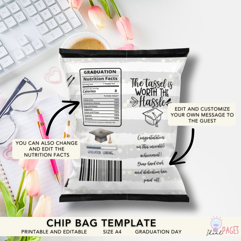 6 Personalized Graduation Chip Bag Template, Class 2024, DIY Party ...