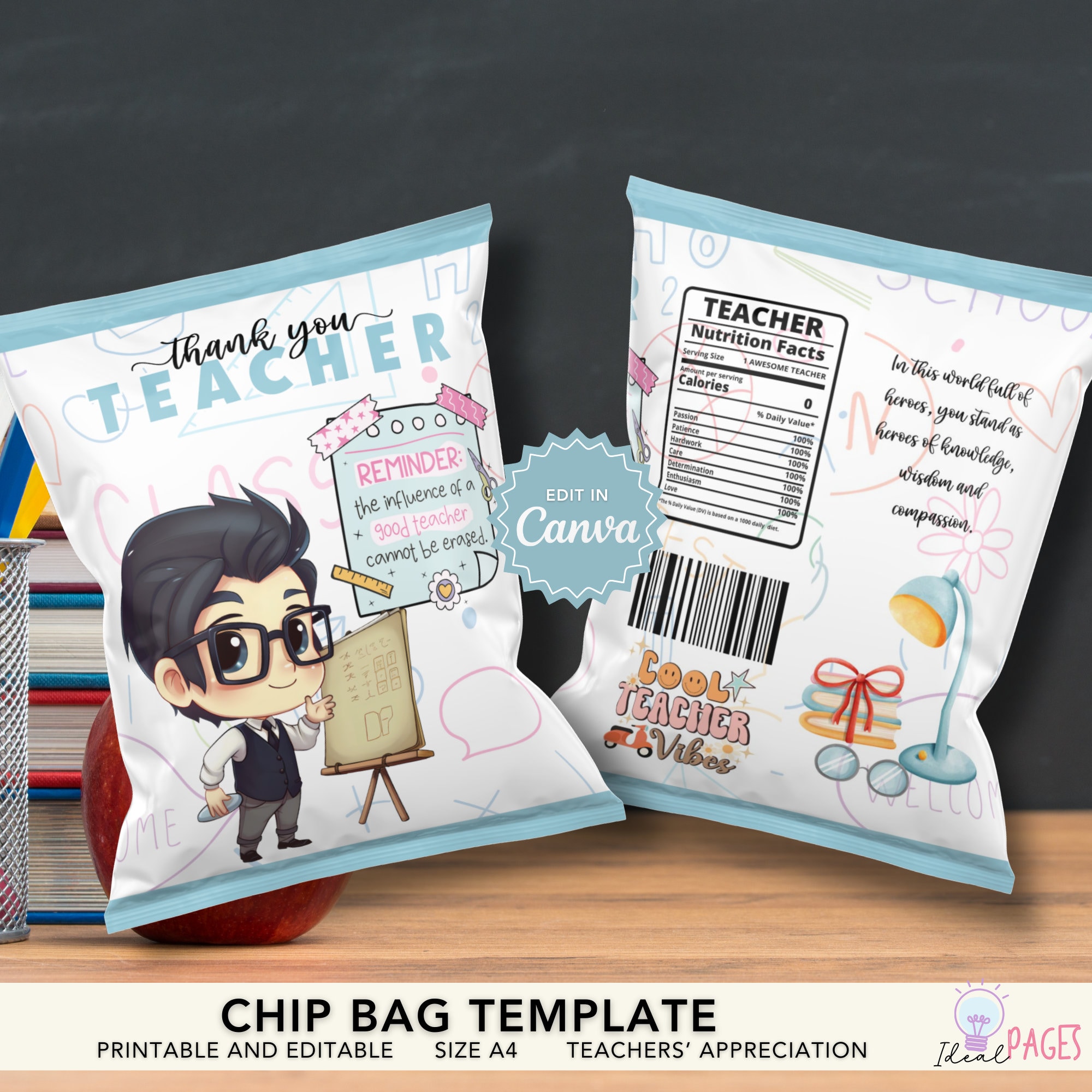Teacher Appreciation Chip Bag Template, DIY Party Favor Printable ...