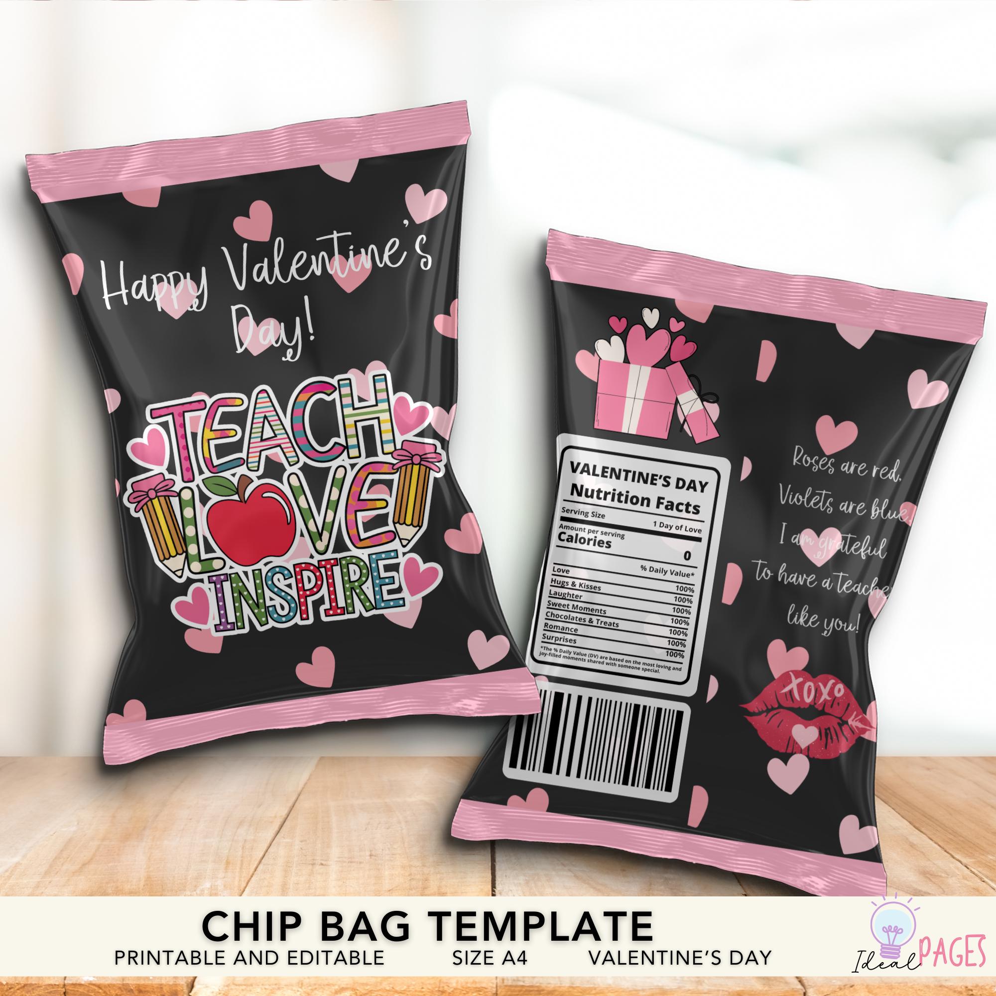 6 Valentines Day Party Chip Bag for Teachers and Students, Classroom ...