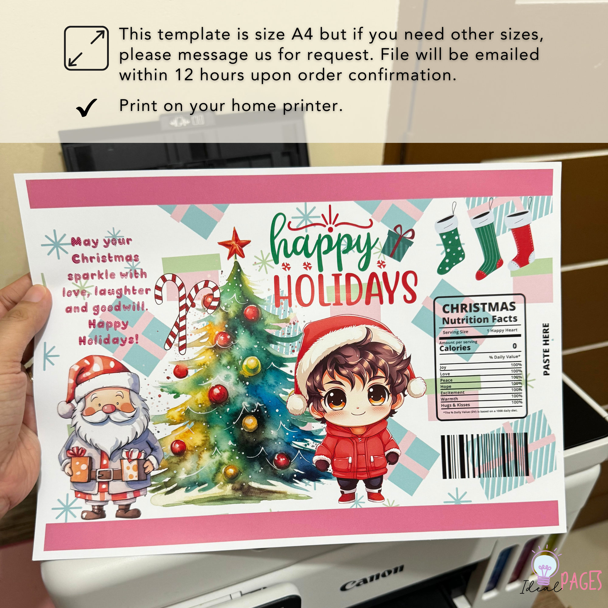 6 Christmas Chip Bag Template Printable and Editable Christmas Gift Bag ...