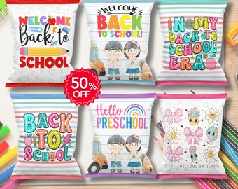 Back to School Chip Bag Template, School Party Favor, Welcome Snack Bag ...