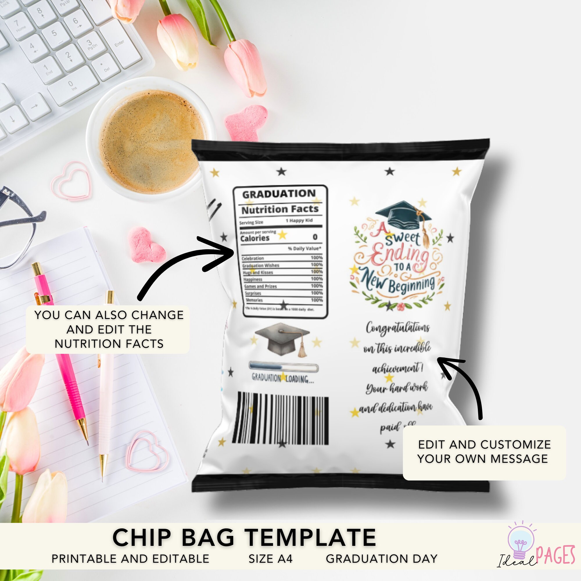 Custom Graduation Chip Bag Template, Class 2024, DIY Party Favor ...