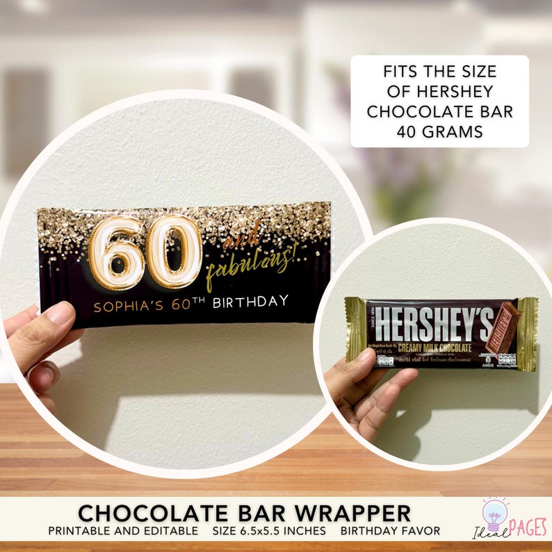 50 and Fabulous Rose Gold 50th Birthday Chocolate Bar Wrapper Party ...