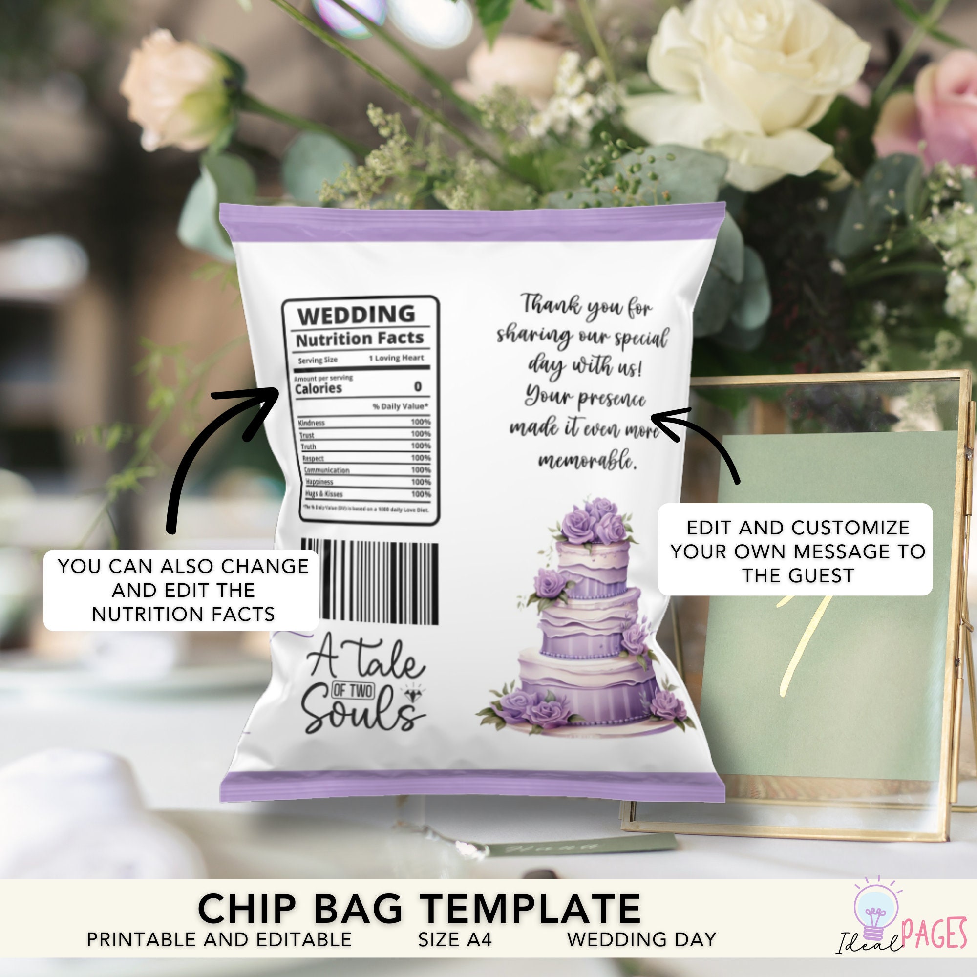 Wedding Chip Bag Template, Custom Chip Bag, Marriage Favor Bags ...