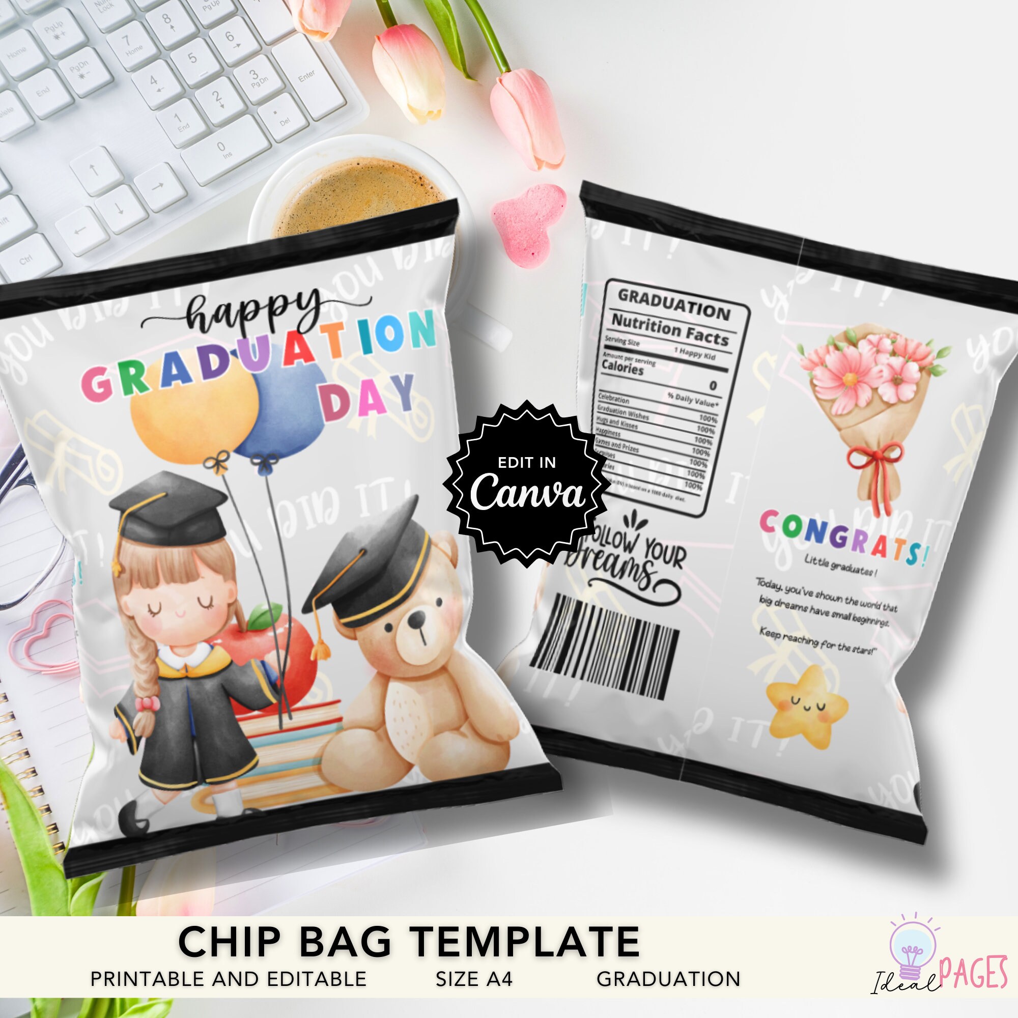 Graduation Chip Bag Template, Kindergarten Custom Chip Bags, School ...