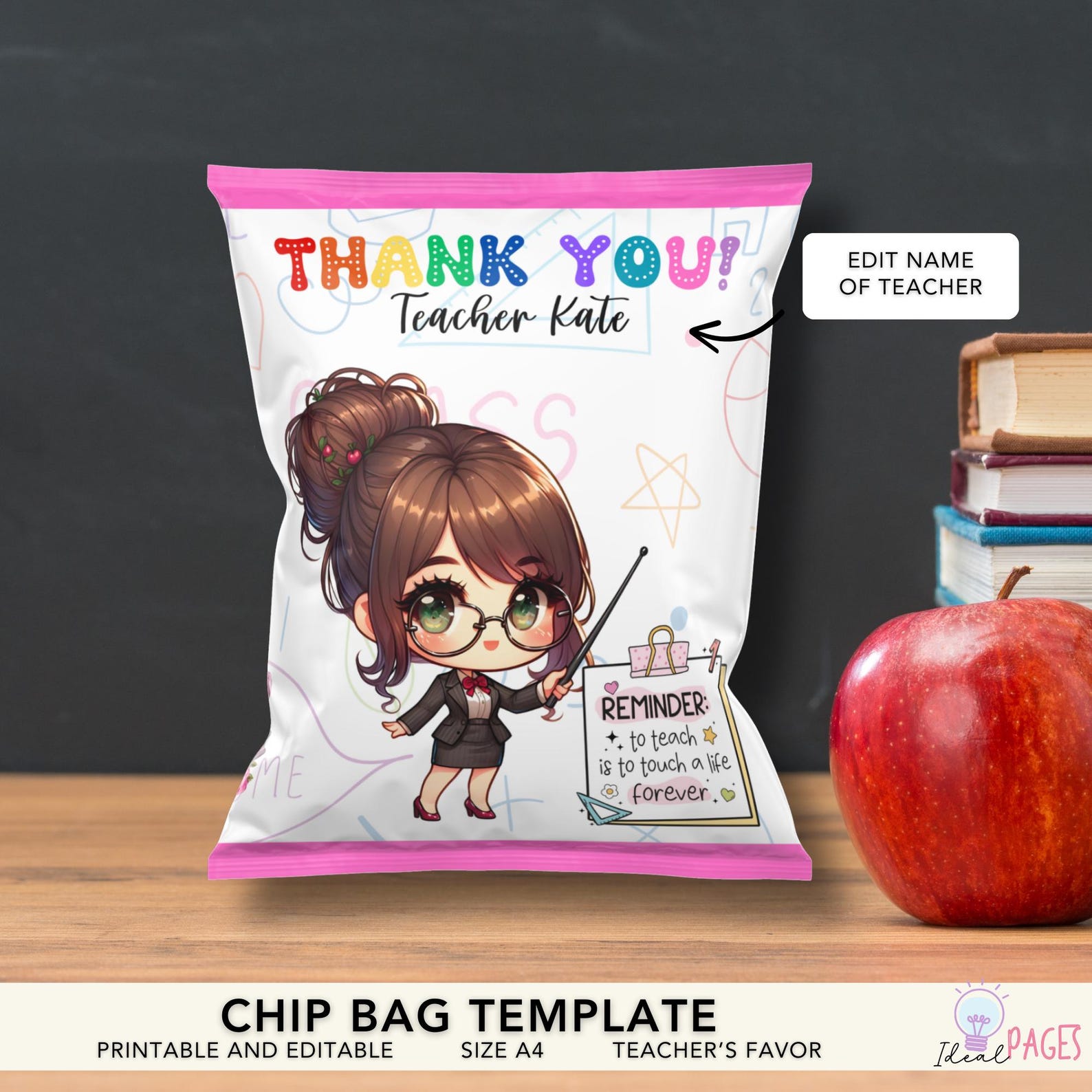 Teacher Appreciation Chip Bag Template, DIY Party Favor Printable ...
