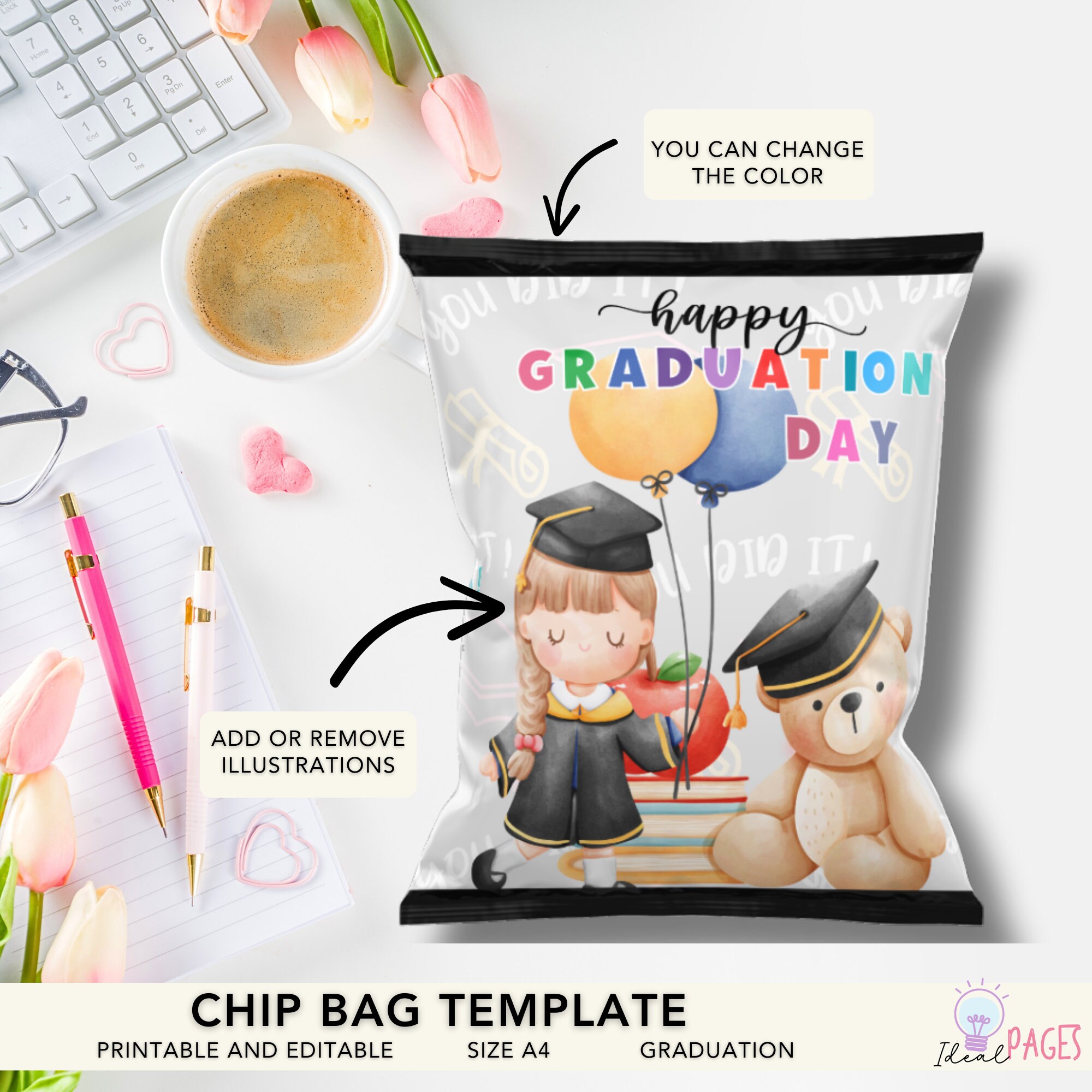 Graduation Chip Bag Template, Kindergarten Custom Chip Bags, School ...