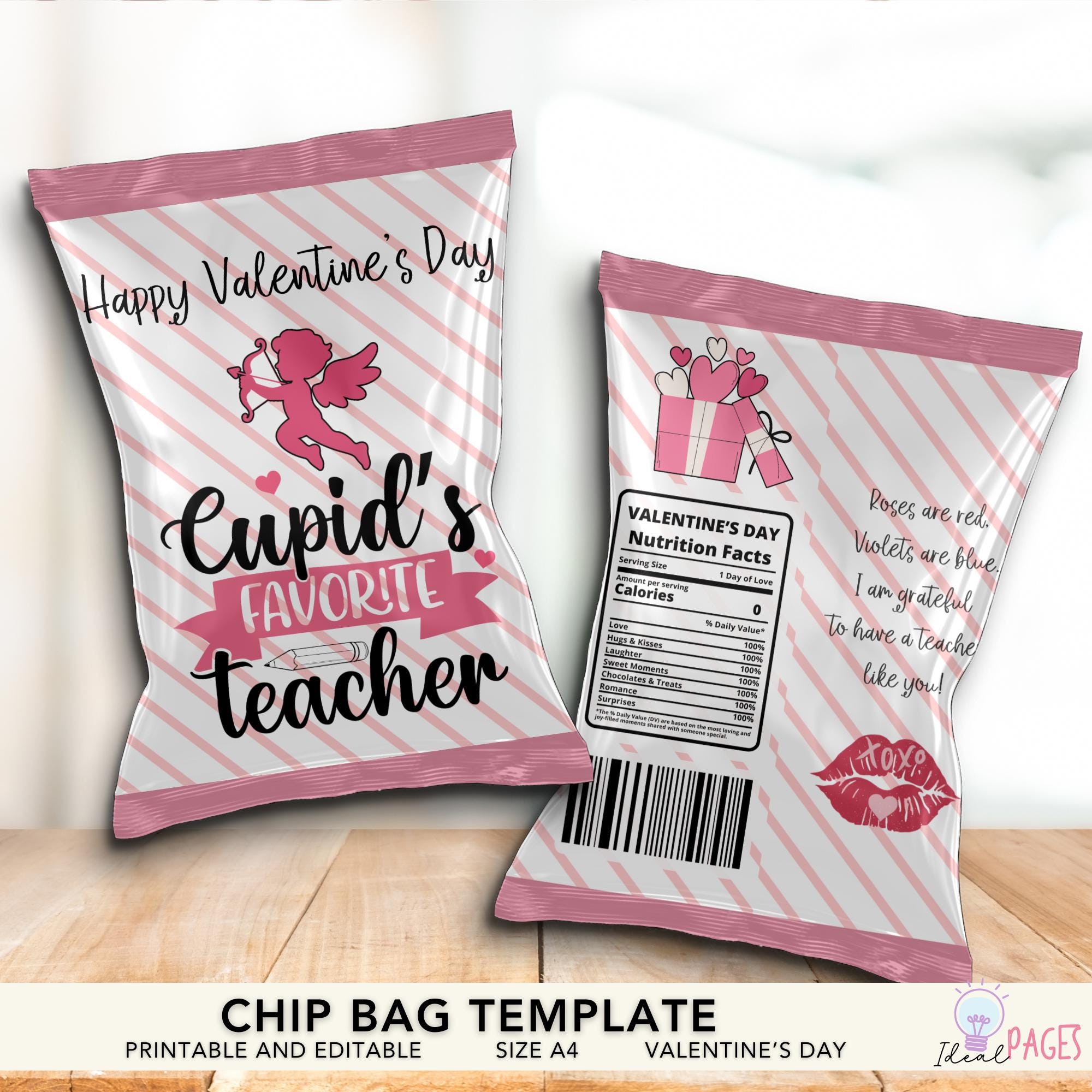 6 Valentines Day Party Chip Bag for Teachers and Students, Classroom ...