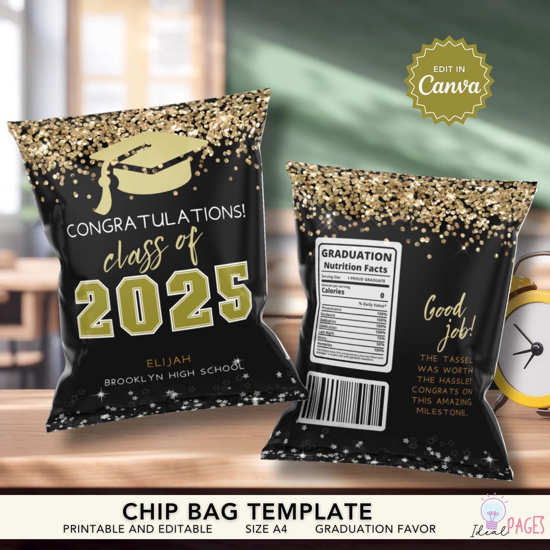 Graduation Chip Bags 2025, Graduation Party Favors, Graduation Treat ...