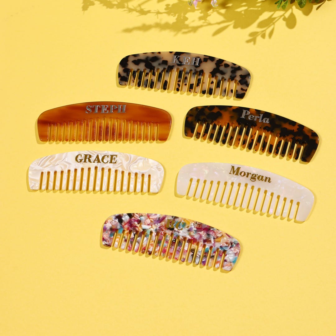 Custom Amber Hair Comb,custom Initial Acetate Hair Comb,marble Hair ...