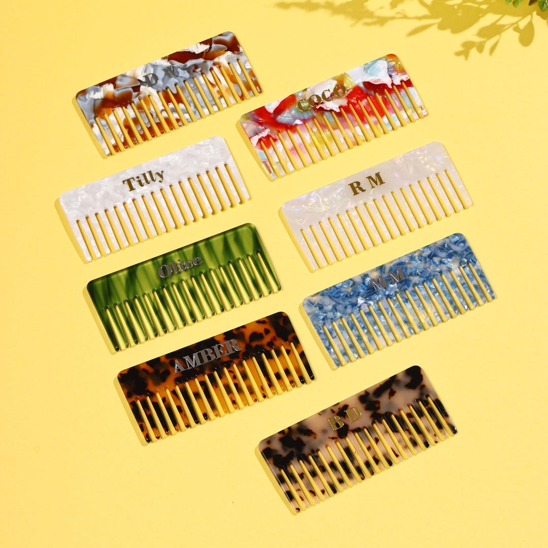 Custom Amber Hair Comb,personalized Initial Acetate Hair Comb,marble ...