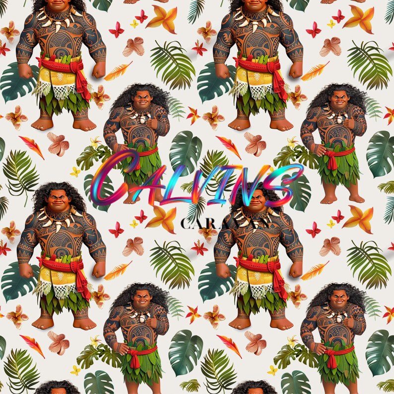 Moana Inspired Pattern, Hawaiian Pattern, Maui Digital Pattern, Ocean ...