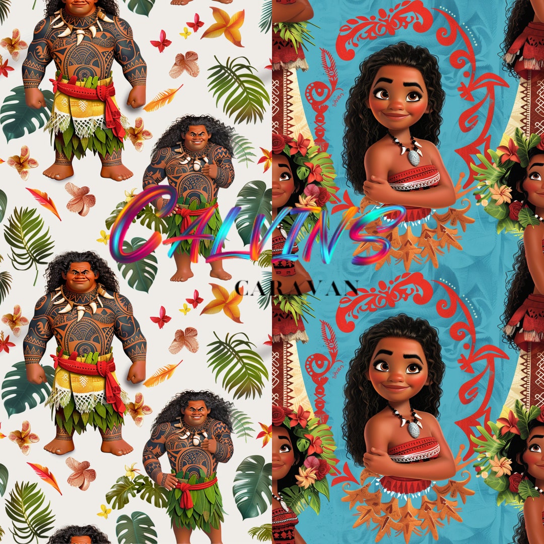 Moana Inspired Pattern, Hawaiian Pattern, Maui Digital Pattern, Ocean ...