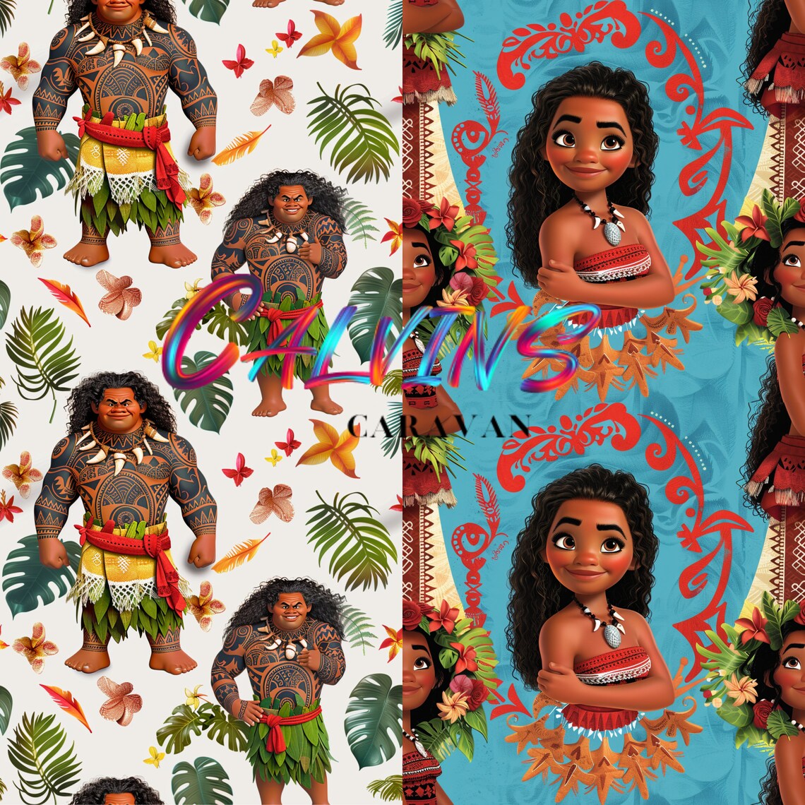 Moana Inspired Pattern, Hawaiian Pattern, Maui Digital Pattern, Ocean ...