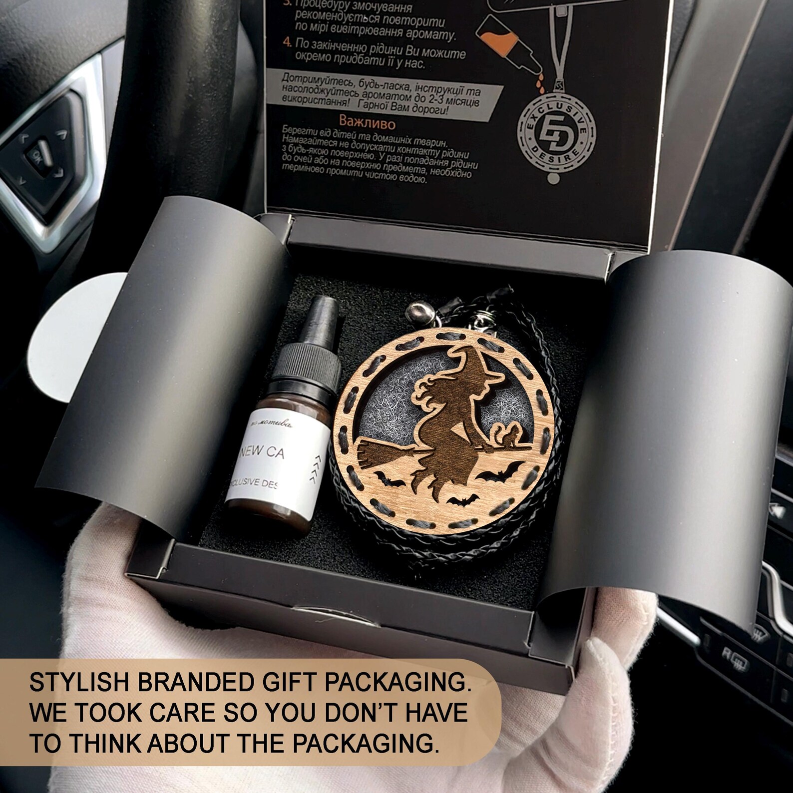 Halloween Car Air Freshener Witch Design | Wooden Hanging Diffuser for ...