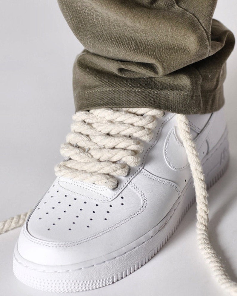 Nike AF1 Rope Laces Cream White Custom Trainers Sneakers - Etsy