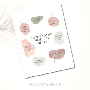 Intentions for the Week, Digital Sheet, PDF Printable Design, Aesthetic ...