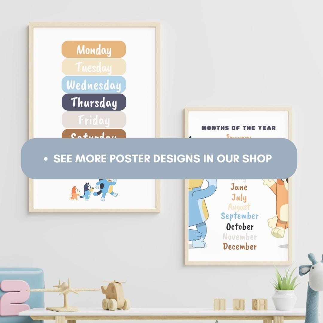 Bluey Feelings Poster, Set of 3 Educational Posters, Emotions Chart for ...