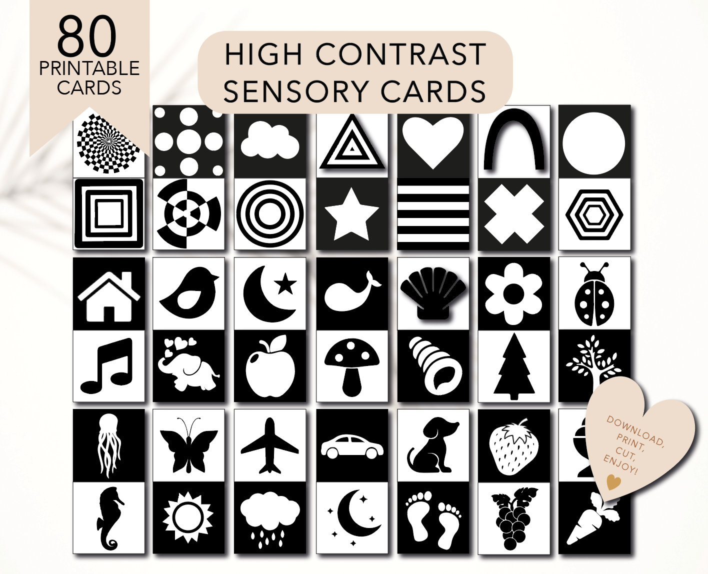 High Contrast Sensory Printable Cards for Baby - Etsy