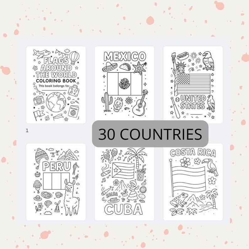 World Flags Coloring Book, Educational, Toddler Busy Book, Country ...