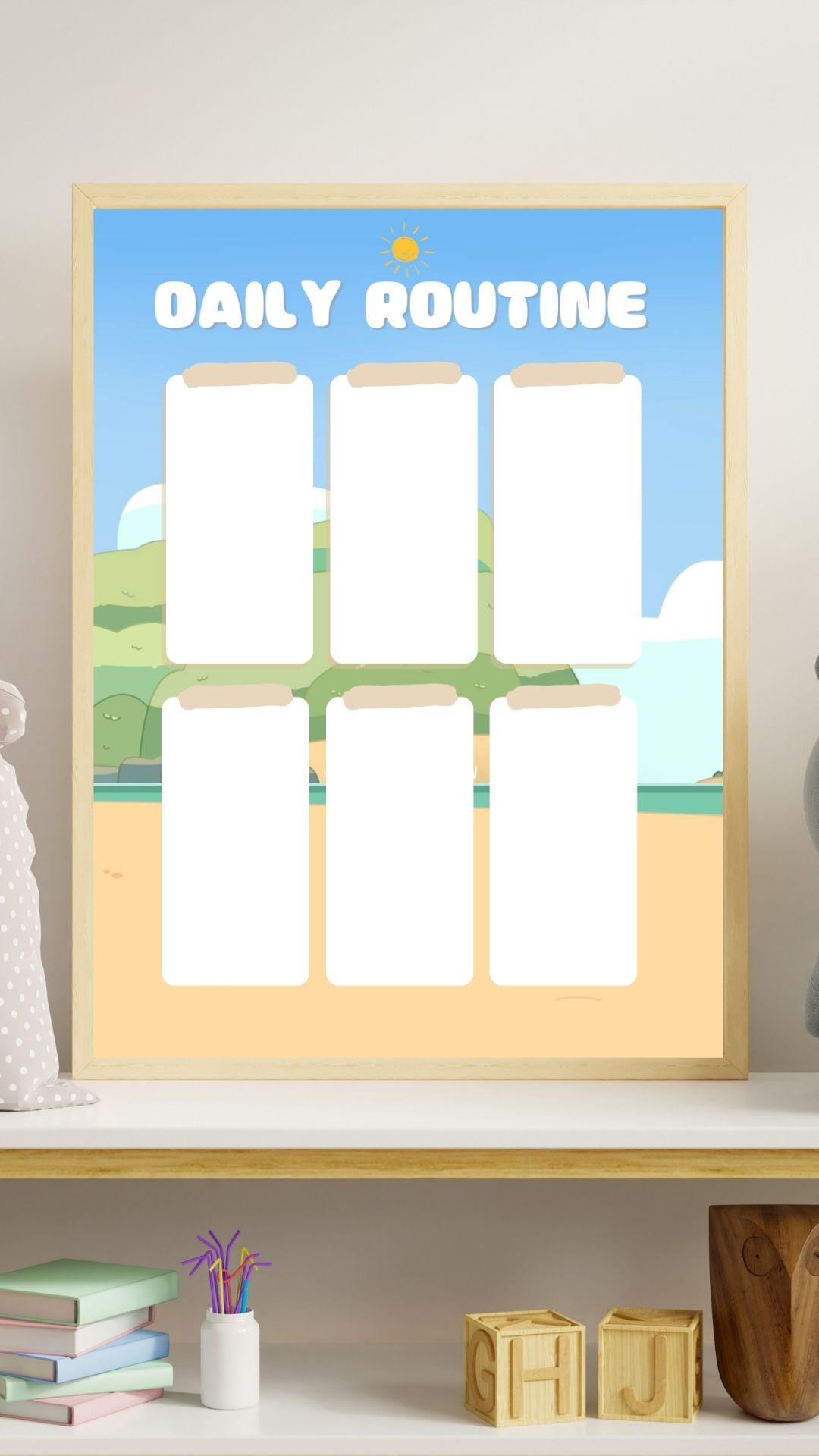 Kids Sticker Board Daily Routine Printable, Blue Dog Room Decor ...