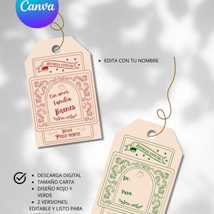 Etiquetas De Regalo Navidad, Spanish Gift Tag Printables, Christmas ...