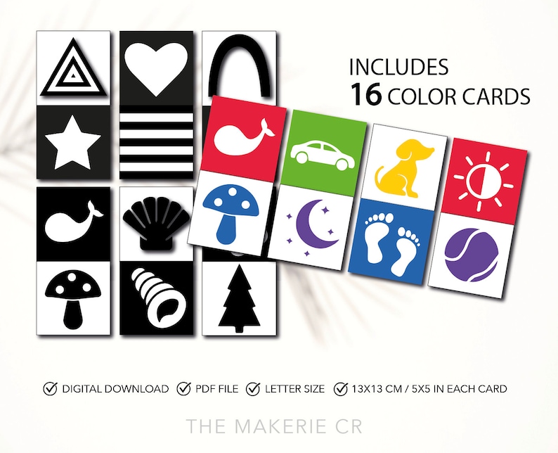 High Contrast Sensory Printable Cards for Baby, Newborn, Baby Shower ...