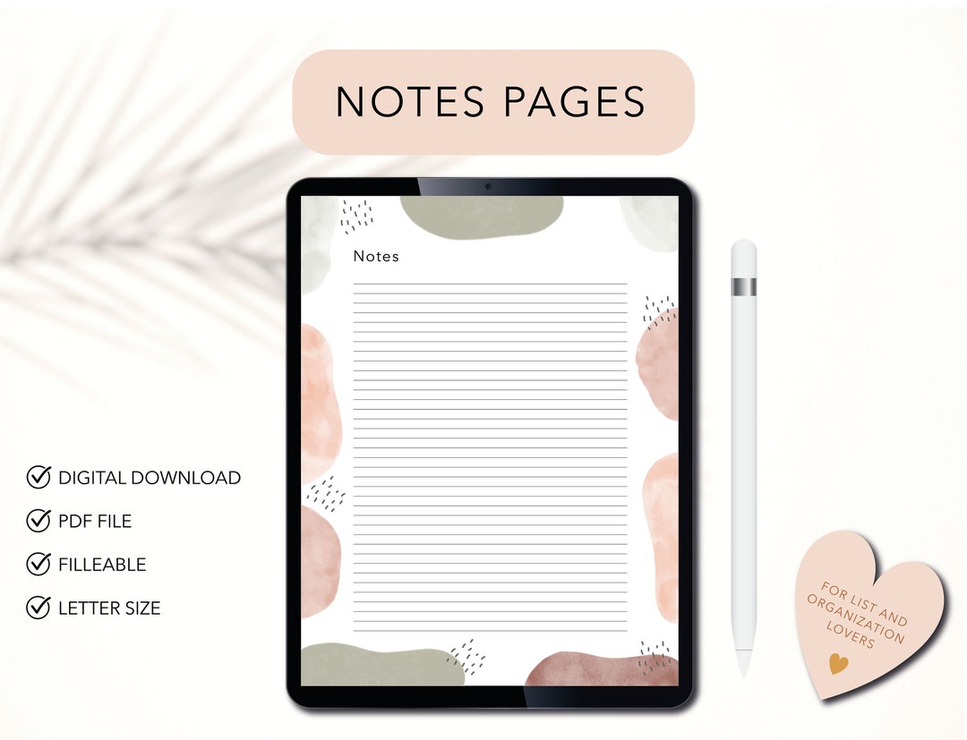 Printable Notes Page, Basic Notes Paper Set, Instant Download, Notes ...