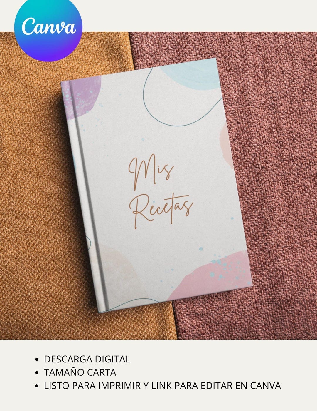 Recipe Book Printable Template Español, Cookbook, Recetario, Recetas ...