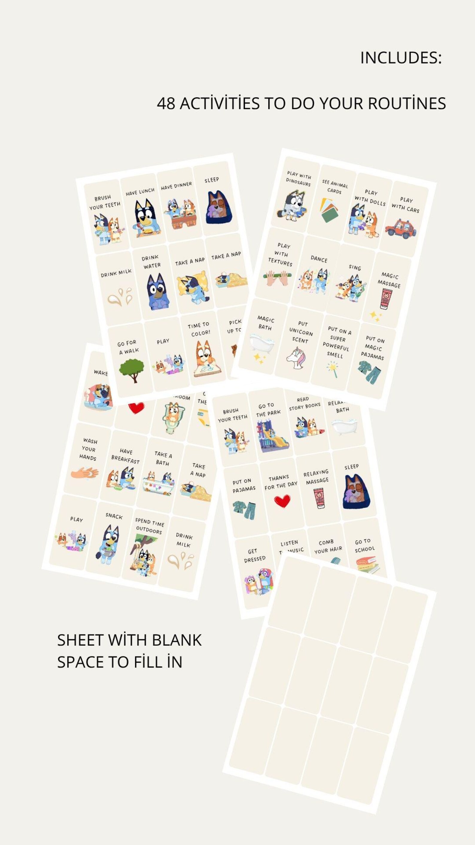 Kids Sticker Board Daily Routine Printable, Blue Dog Room Decor ...