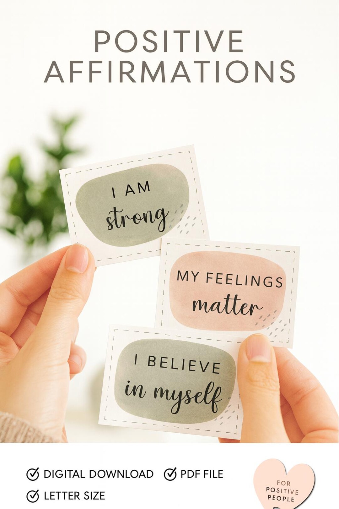 Printable Positive Affirmation Cards Deck | Self-love & Growth Mindset ...