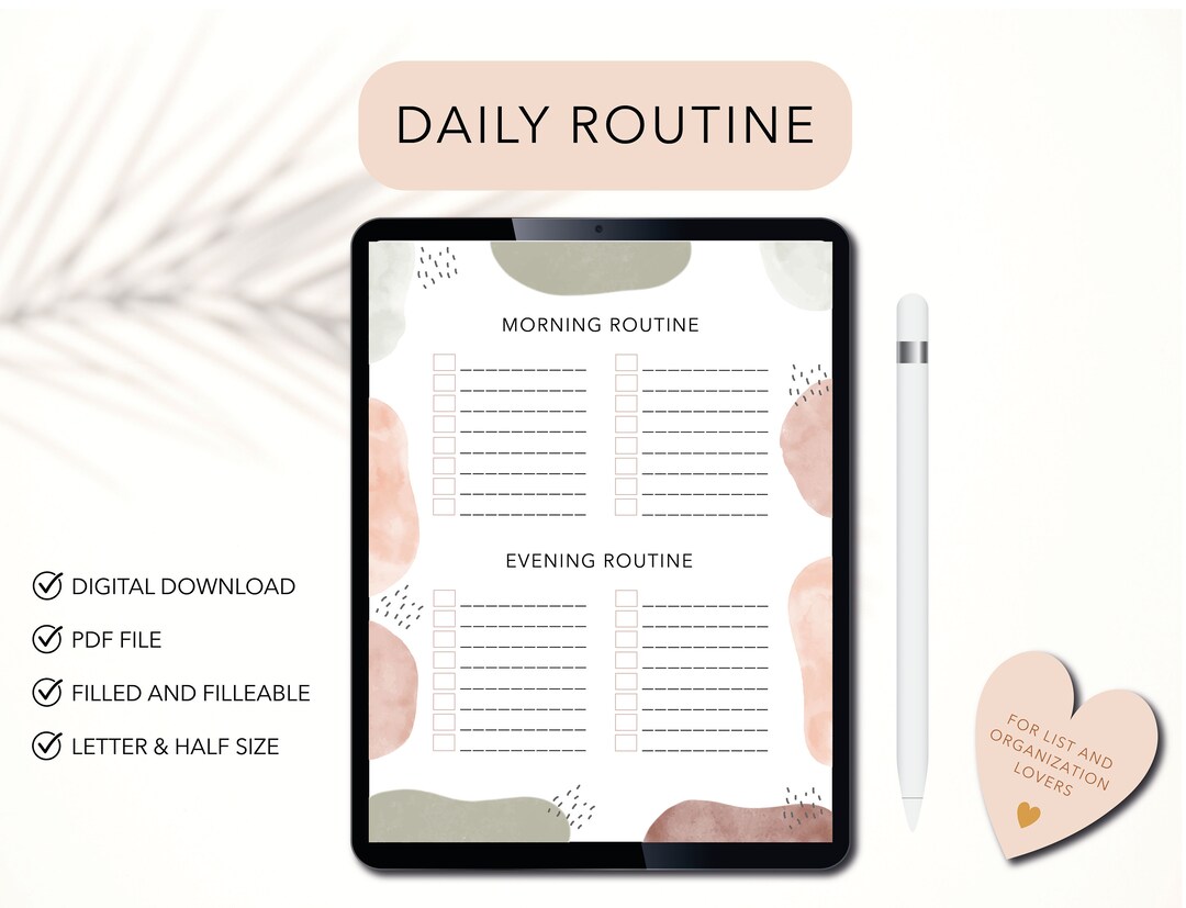 Daily Routine Notes, Routine Planner, Habit Tracker, Template - Etsy