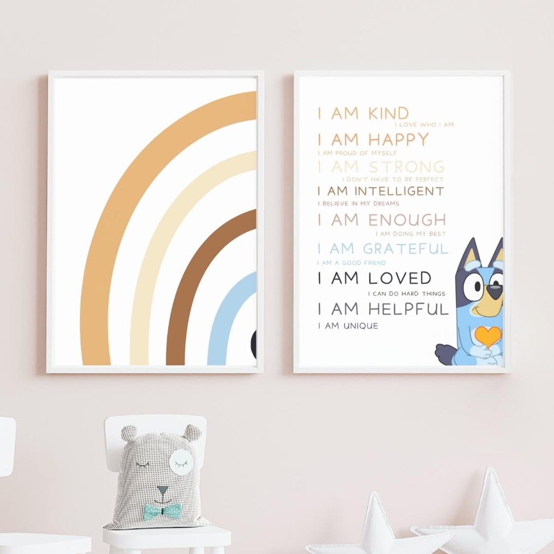 Bluey Feelings Poster Set, Emotions Chart for Kids, Printable Preschool ...