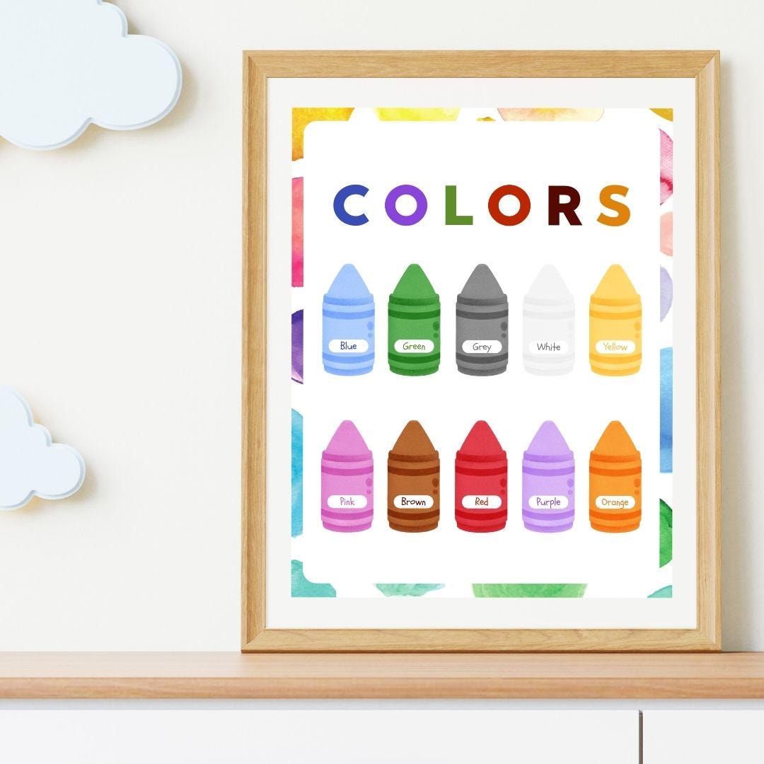 Learn Colors for Kids, Educational Poster, Montessori Flashcards ...