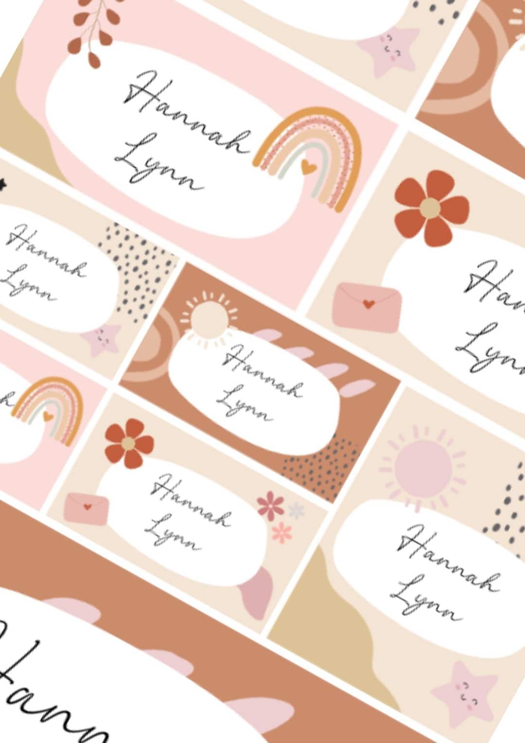 Boho Aesthetic Labels, Customizable Back to School Name Tags, Printable ...