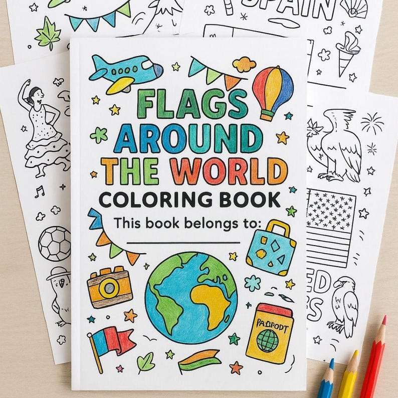 World Flags Coloring Book, Educational, Toddler Busy Book, Country ...