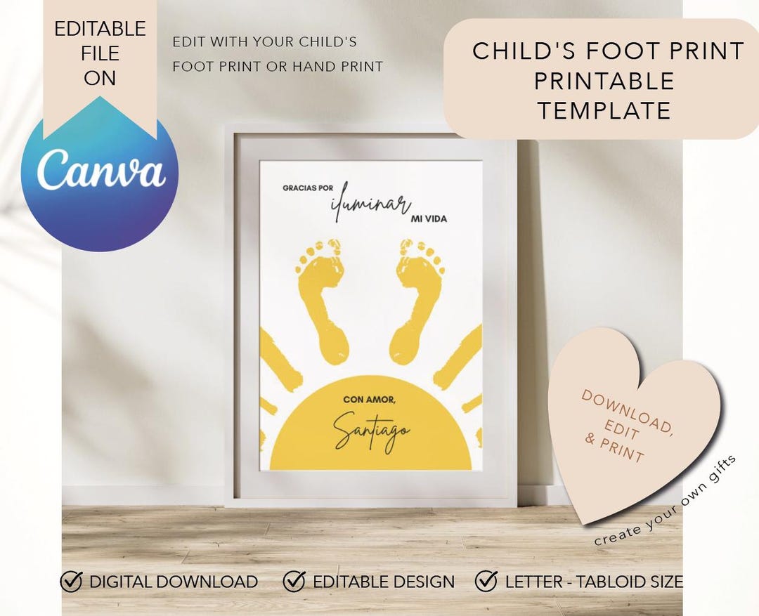 Footprint Sun Printable for Mother's Day, Father's Day, Teacher Gift ...