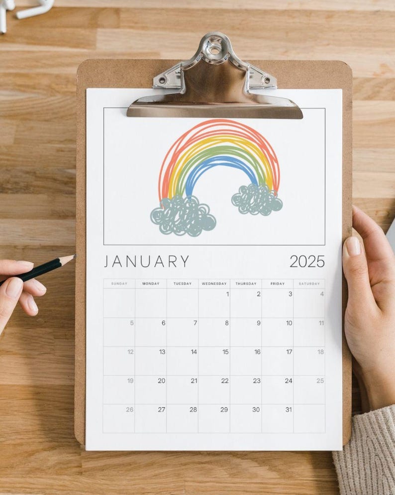 Calendario imprimible para colorear 2025, planificador DIY para adultos ...