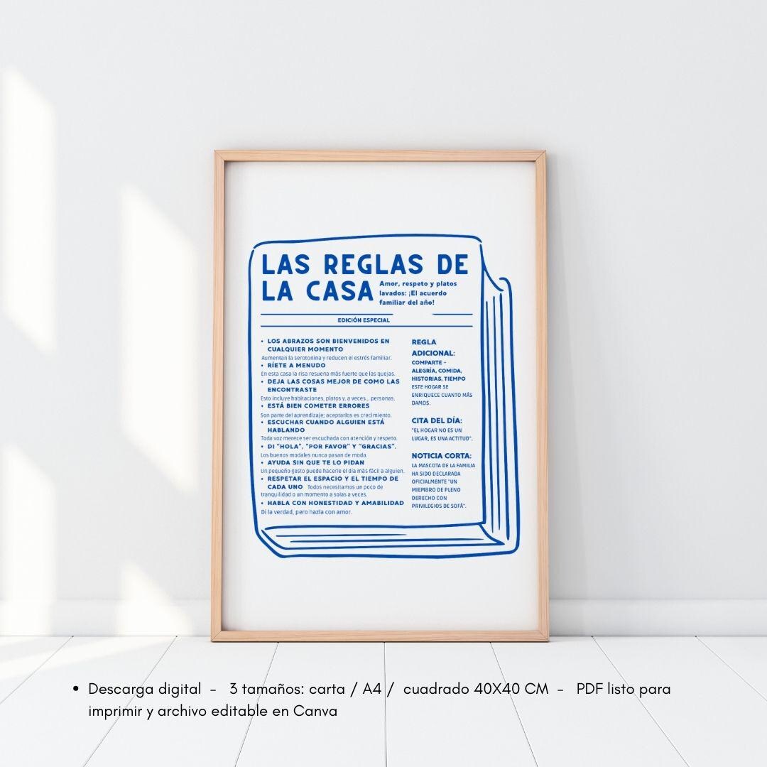 Lámina Reglas De La Casa, Reglas Familiares Para Imprimir, Cartel ...