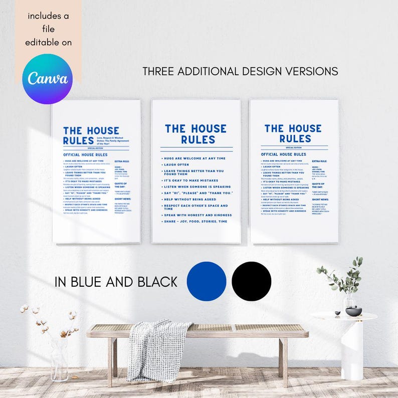 The House Rules Poster, Editable Wall Art,, Printable Home Decor ...