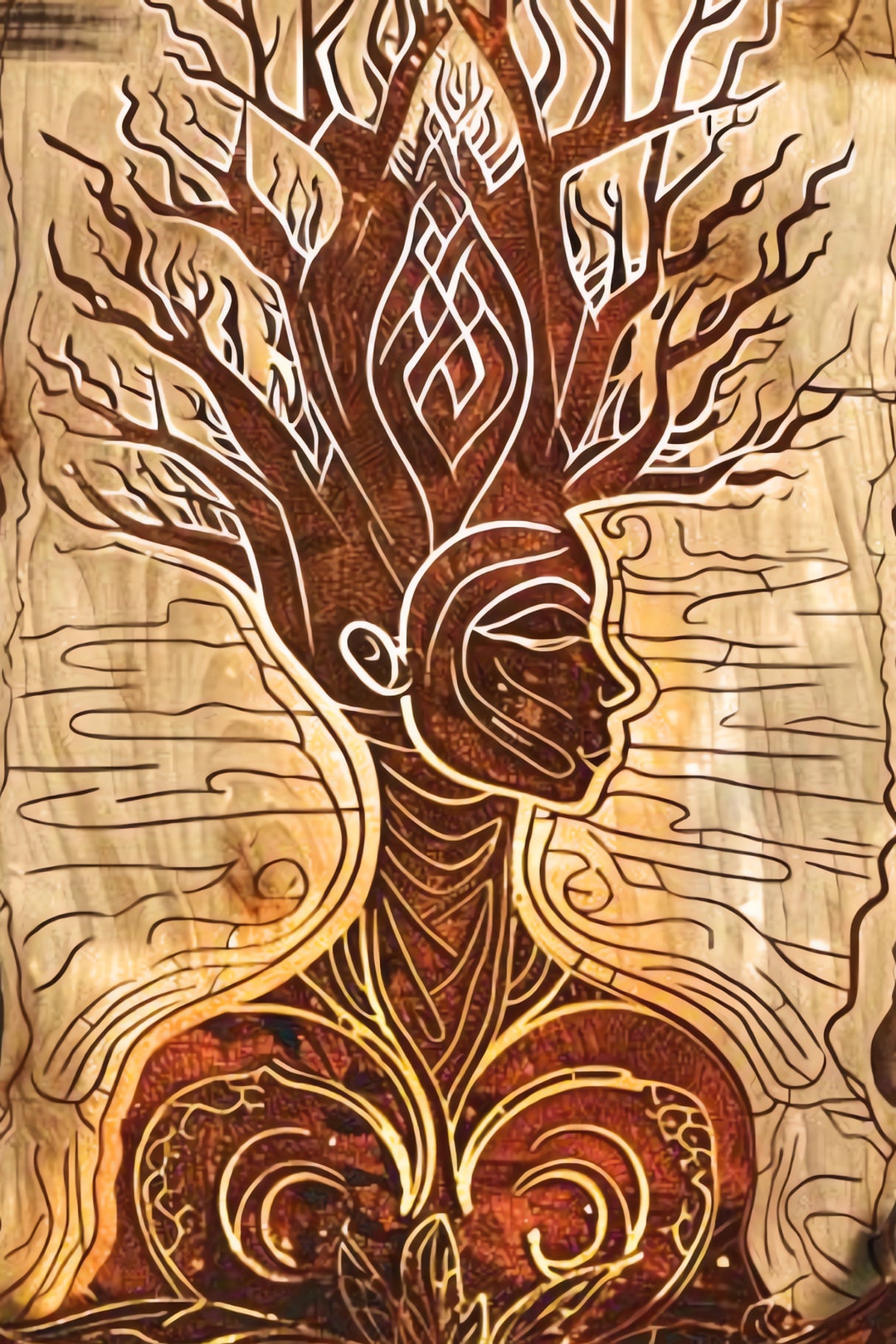 Mother Earth Goddess Art Print, Gaia Goddess, Altar Goddess Poster ...