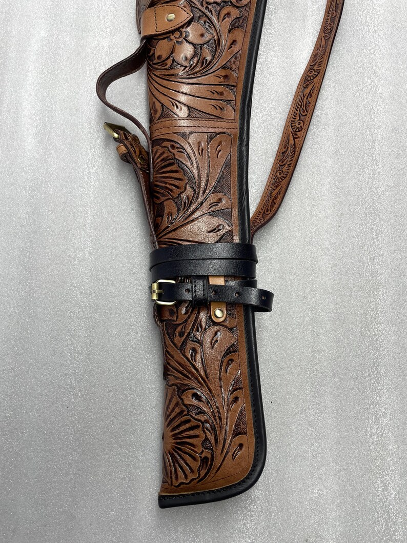 Hand-tooled Leather Rifle Scabbard: Floral Western Scabbard Cover - Etsy