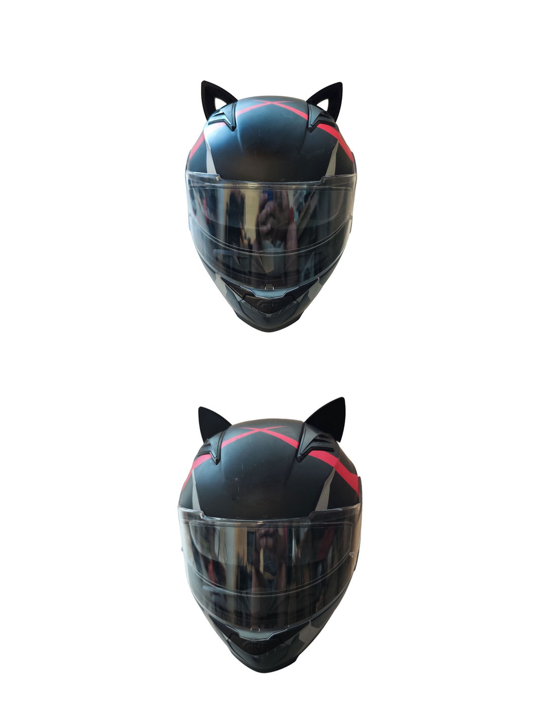 Helmet Cat Ears and Windless Cat Ears Set Black Ear Helmet Decorations ...