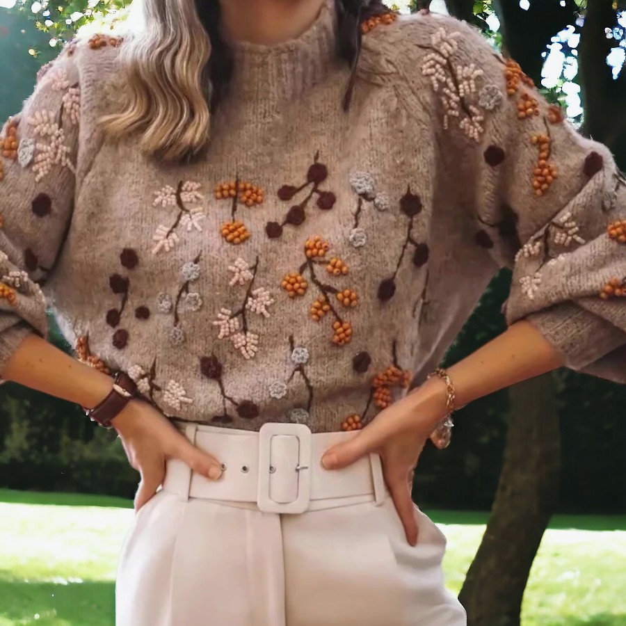 Beaded Sweaters,floral Knitted Sweaters,tree Pattern Sweaters,knitted ...